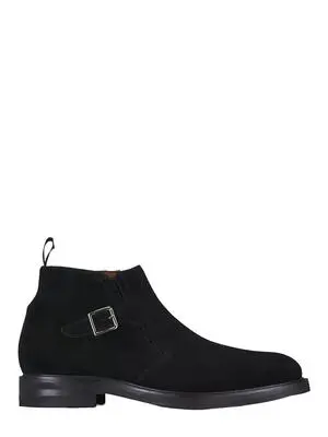 Ron White Quinton Buckled Suede Ankle Boots - Black