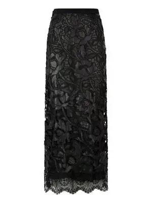 Roberto Cavalli Floral Lace Skirt - Black