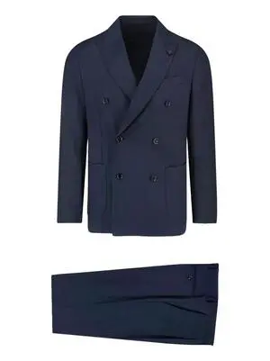 LARDINI Double-breasted Wool Suit - Blue
