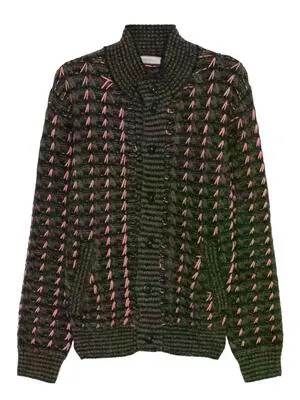 Canali Patterned Cardigan - Brown