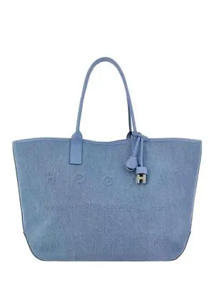 Hogan Embossed Charm Address Shopping Tote Bag - Blue