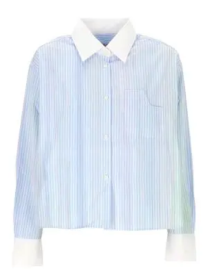 CUANTICO Striped Collared Top - Blue