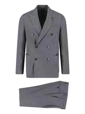 LARDINI Double-breasted Wool Suit - Grey