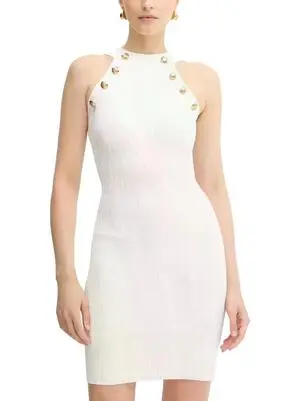 MARCIANO Button-detailed Halter-neck Mini Dress - White