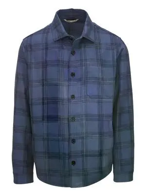 MAURIZIO BALDASSARI Checked-pattern Shirt Jacket - Blue