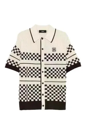 Amiri Checkered Mesh Logo-patch Shirt - Brown