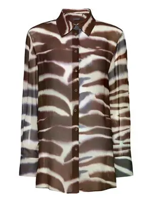 ELENA MIRO` Animal Print Shirt - Brown