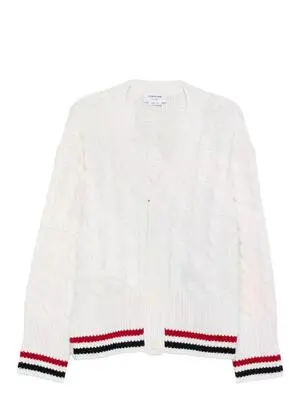Thom Browne Cable Knit Wool Cardigan - White