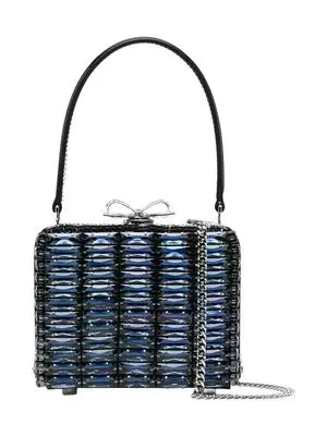 SELF-PORTRAIT Crystal-embellished Top-handle Mini Bag - Blue