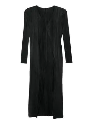Issey Miyake Pleated Open-front Coat - Black