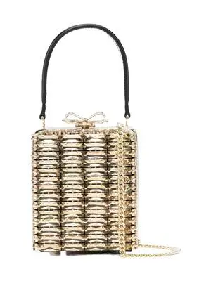 SELF-PORTRAIT Crystal-embellished Top-handle Mini Bag - Gold