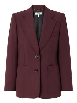 Chloé Wool-gabardine Blazer - Burgundy
