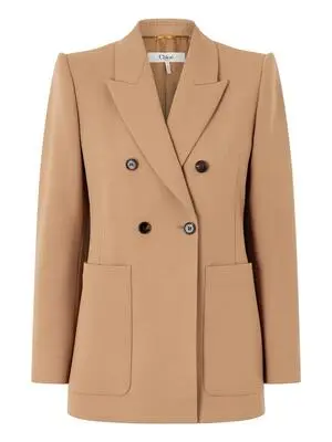 Chloé Double-breasted Wool-gabardine Blazer - Brown