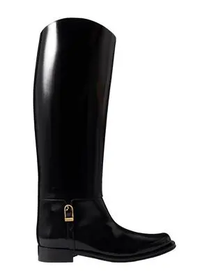 Saint Laurent Julia Buckle-embellished Leather Knee Boots - Black