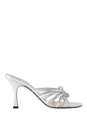 Gucci Crystal-embellished Metallic Leather Sandals - Silver