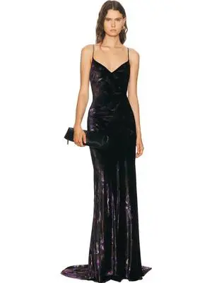 Ralph Lauren Shayna Gown - Black & Aubergine Multi