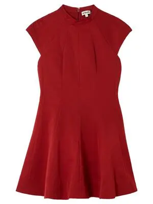 Staud Ellie Paneled Cotton-blend Faille Mini Dress - Red