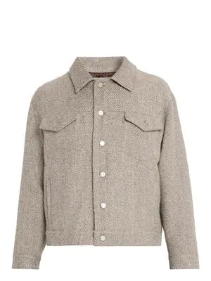 FRAME Wool Tweed Trucker Jacket - Light Taup