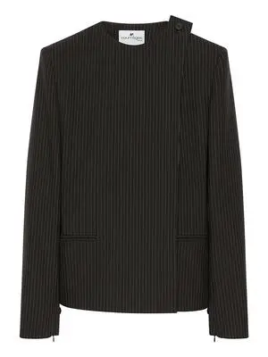 COURREGES Buckle Pinstripes Jacket - Black