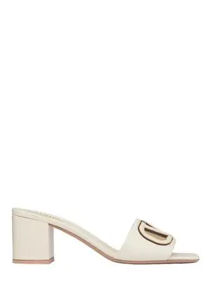 Valentino Garavani Vlogo Cut-out Leather Slide Sandal - Ivory