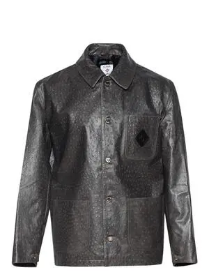 Casablanca Ostrich Effect Leather Workwear Jacket - Grey