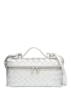 Bottega Veneta Laminated Leather Vanity Crossbody Bag - Silver