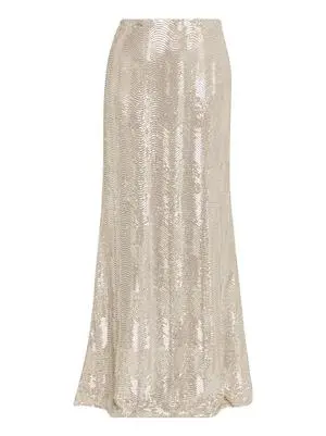 L'Agence Zeta Sequined Maxi Skirt Silver Sequin