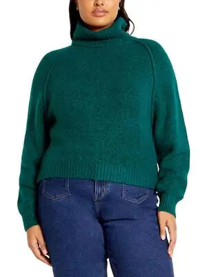 City Chic Demi Turtleneck Sweater - Teal