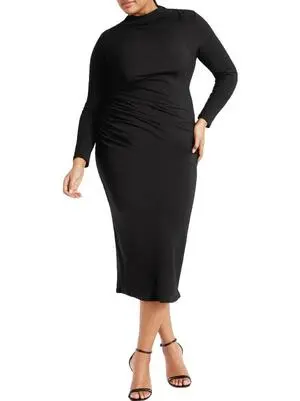 City Chic Kora Long Sleeve Dress - Black