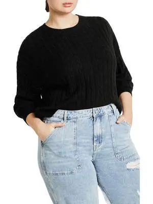 City Chic Kenia Cable Stitch Sweater - Black