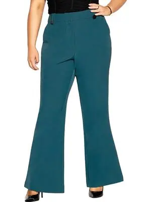 City Chic Vienna High-waist Flare Pants - Jade