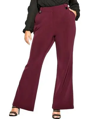 City Chic Vienna High-waist Flare Pants - Red