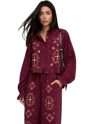 RAFFYA Anai Embroidered Blouse - Purple