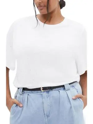City Chic Embellished Boxy T-shirt - Ivory