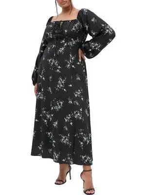 CITY CHIC Floral Print Long Sleeve Dress