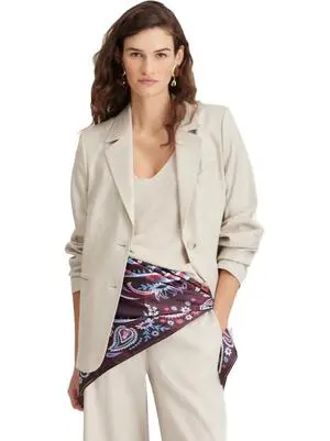 Nordstrom Linen Blend Boyfriend Blazer - Beige Scroll