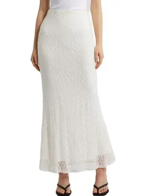 OPEN EDIT Sheer Lace Maxi Skirt - Ivory
