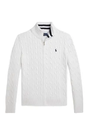Polo Ralph Lauren Cotton Cable Zip Cardigan - White
