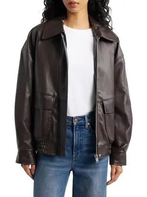 Mango Marti Faux Leather Jacket - Brown