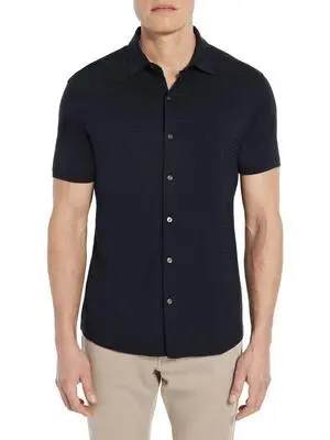 Robert Barakett Christopher Short Sleeve Pima Cotton Button-up Shirt - Navy