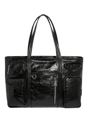 AIMEE Renegade Large Patent Leather Laptop Tote - Black Crinkle