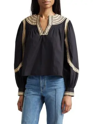 Ulla Johnson Laurenza Long Sleeve Top - Noir