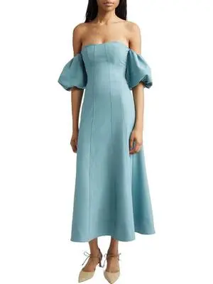 Ulla Johnson Nina Off-the-shoulder Dress - Ocean