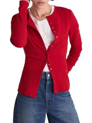 Madewell Waffle Knit Cutaway Cardigan - Crimson