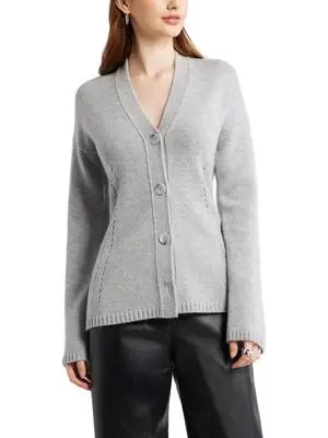 Nordstrom Wool And Cashmere Cardigan - Grey Silk Heather