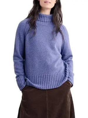 SEASALT CORNWALL Basset Cove Merino Wool-blend Turtleneck Sweater - Knit Melange Bilberry