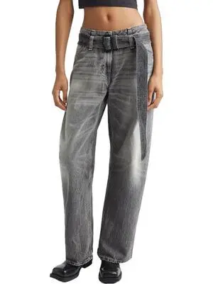 Acne Studios Page Gothik Belted Relaxed Fit Jeans - Washed Black
