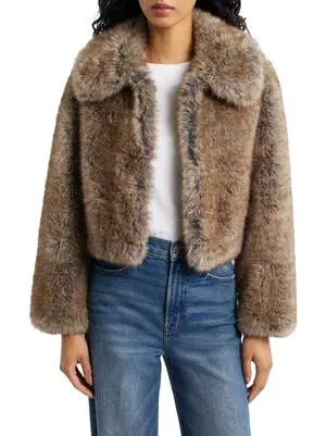 Mango Bola Faux Fur Jacket Beige