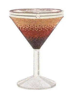 Judith Leiber JUDITH LEIBER COUTURE Espresso Martini Crystal Embellished Clutch Silver Brown Multi