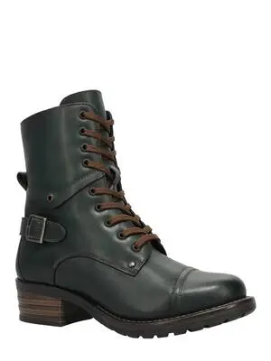 TAOS Crave Leather Combat Boots Deep Teal Green